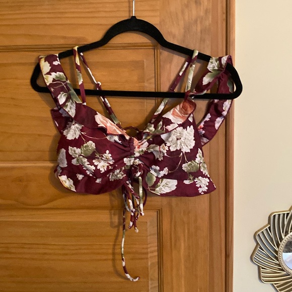 P2F | Swim | Bohemian Size Large Maroon Floral P2f Bathing Suit Top ...